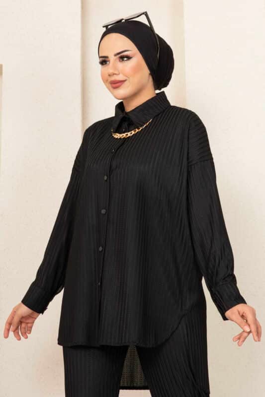 Palmas Double Hijab Suit Black - Hicabistan.com | Wholesale Hijab and ...